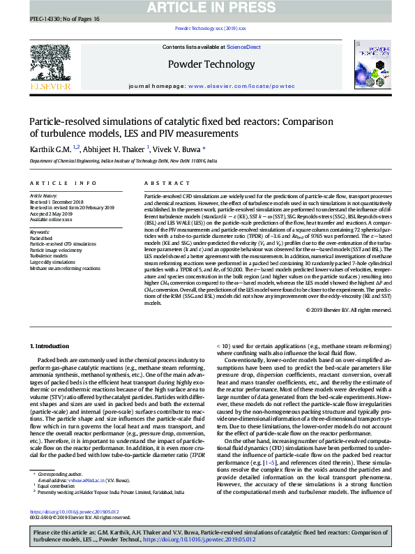 Pdf Particle Resolved Simulations Of Catalytic Fixed Bed Reactors