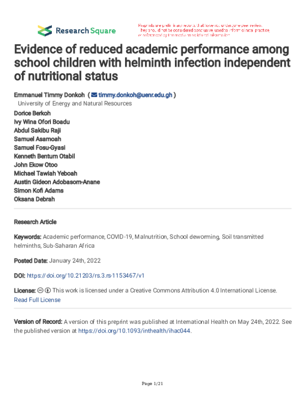 (PDF) Evidence of reduced academic performance among school children ...