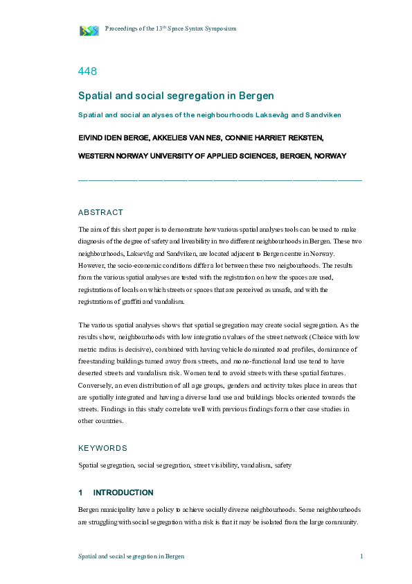 (PDF) Spatial and social segregation in Bergen