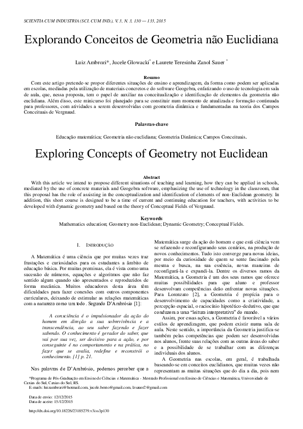 (PDF) Exploring Concepts of Geometry not Euclidean | Luiz Ambrozi - Academia.edu