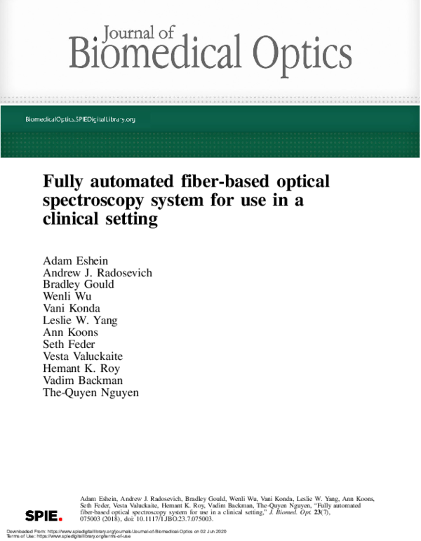 (PDF) Fully automated fiber-based optical spectroscopy system for use ...