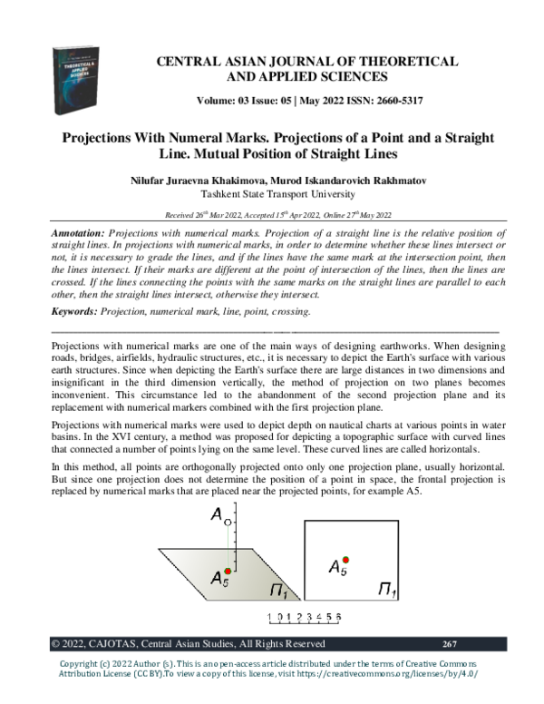 (PDF) Projections With Numeral Marks. Projections of a Point and a ...