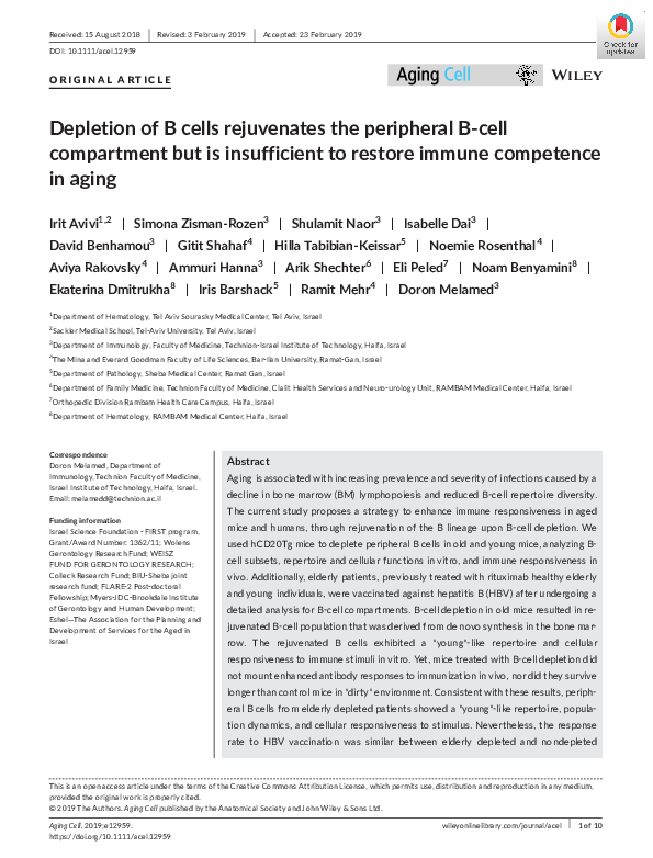 (PDF) B Cell Depletion and Aging Effects on Immunity