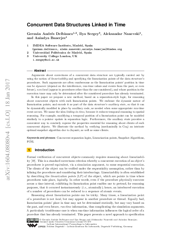 (PDF) Concurrent Data Structures Linked in Time