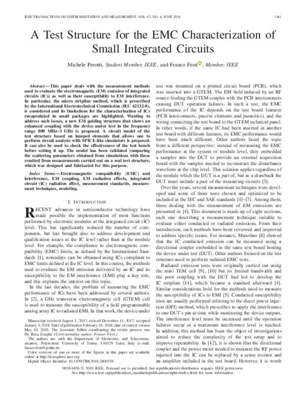 (PDF) A Test Structure for the EMC Characterization of Small Integrated ...