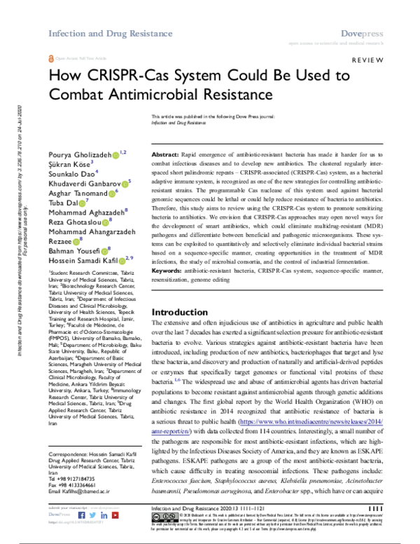 (PDF) How CRISPR-Cas System Could Be Used to Combat Antimicrobial Resistance