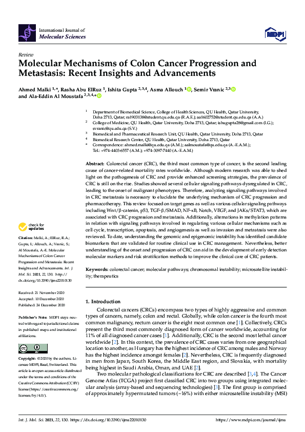 (PDF) Molecular Mechanisms of Colon Cancer Progression and Metastasis ...