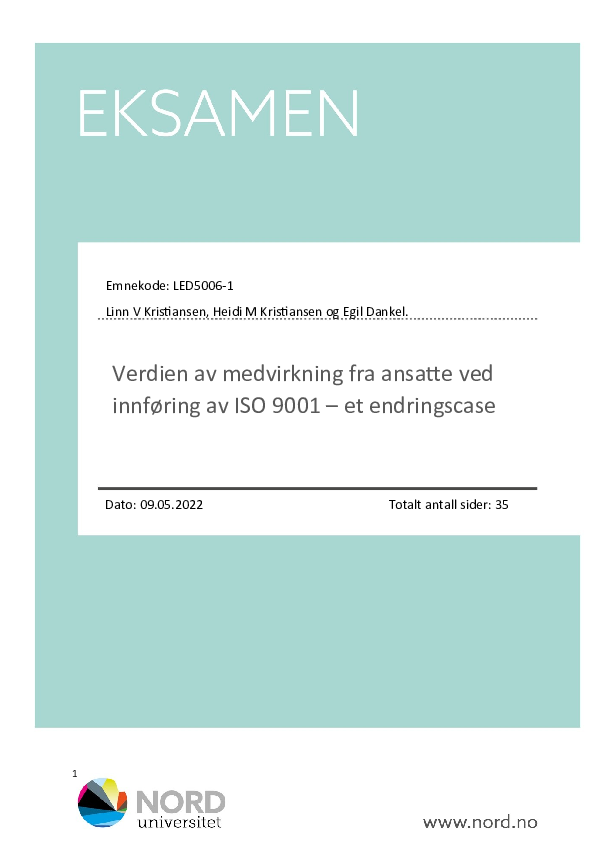 (DOC) Verdien av medvirkning fra ansatte ved innføring av ISO