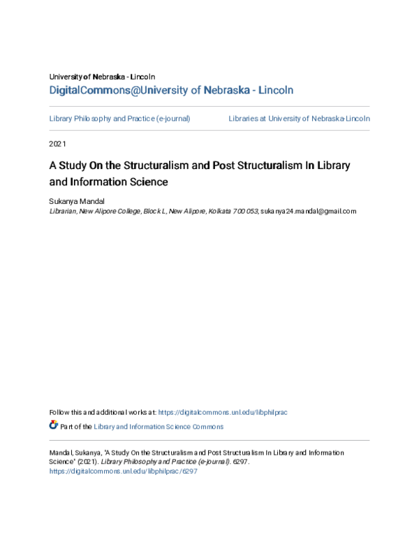 (PDF) A Study On the Structuralism and Post Structuralism In Library ...