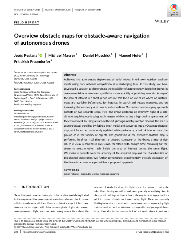 (PDF) Overview obstacle maps for obstacle‐aware navigation of autonomous drones