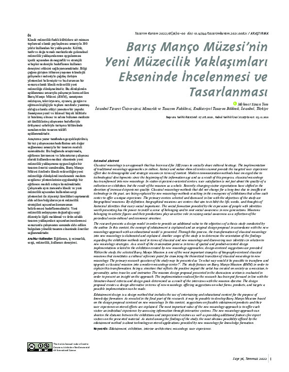 (PDF) The Exploration and Design of Barış Manço Museum Centered on New ...