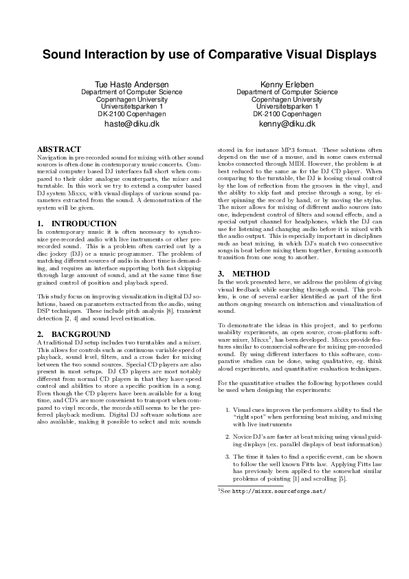 (PDF) Sound interaction by use of comparative visual displays