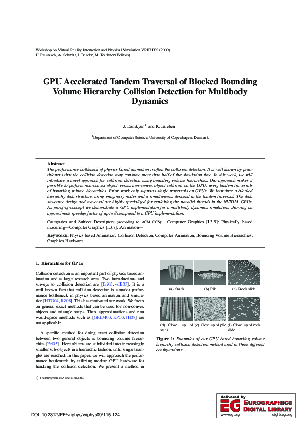 Pdf Gpu Accelerated Tandem Traversal Of Blocked Bounding Volume Hierarchy Collision Detection