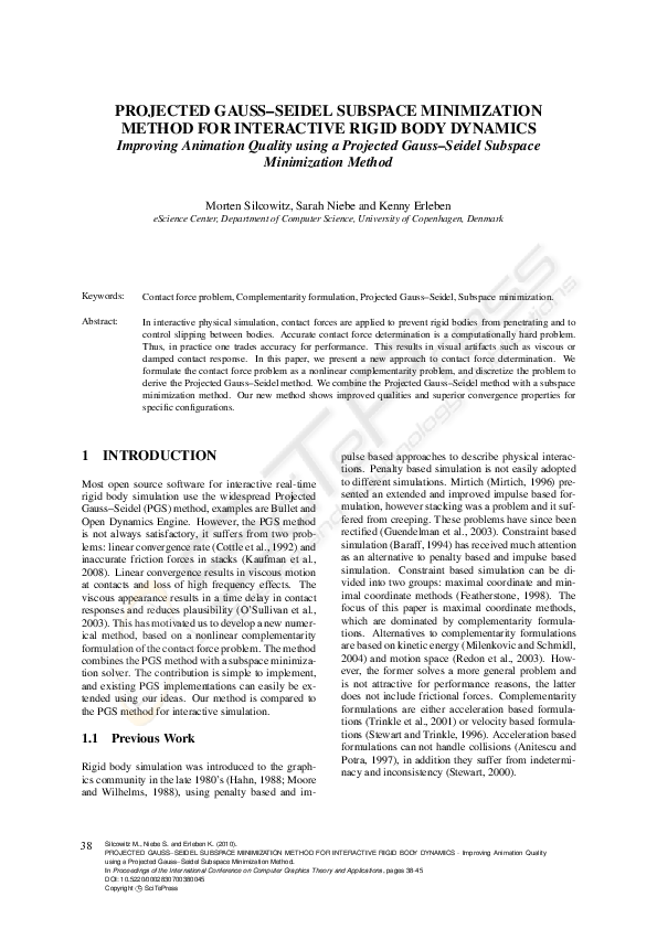 (PDF) PROJECTED GAUSS–SEIDEL SUBSPACE MINIMIZATION METHOD FOR ...