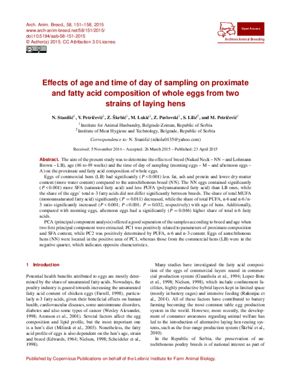 (PDF) Effects of age and time of day of sampling on proximate and fatty ...