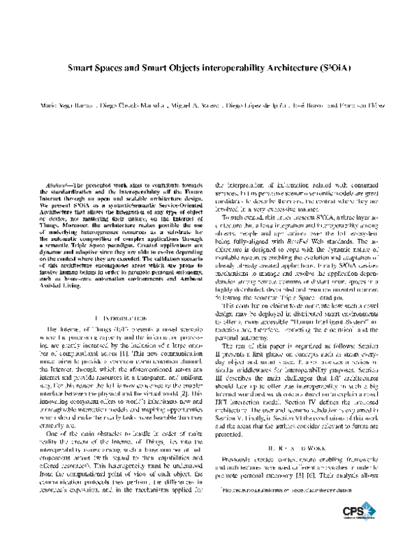 (PDF) Smart Spaces and Smart Objects Interoperability Architecture (S3OiA)