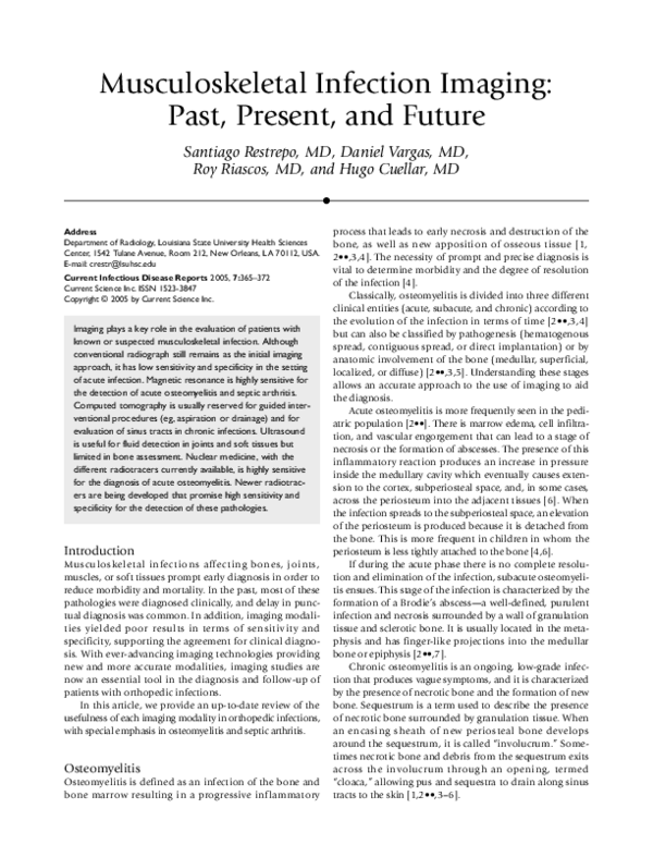 (PDF) Advancements in Imaging for Musculoskeletal Infections