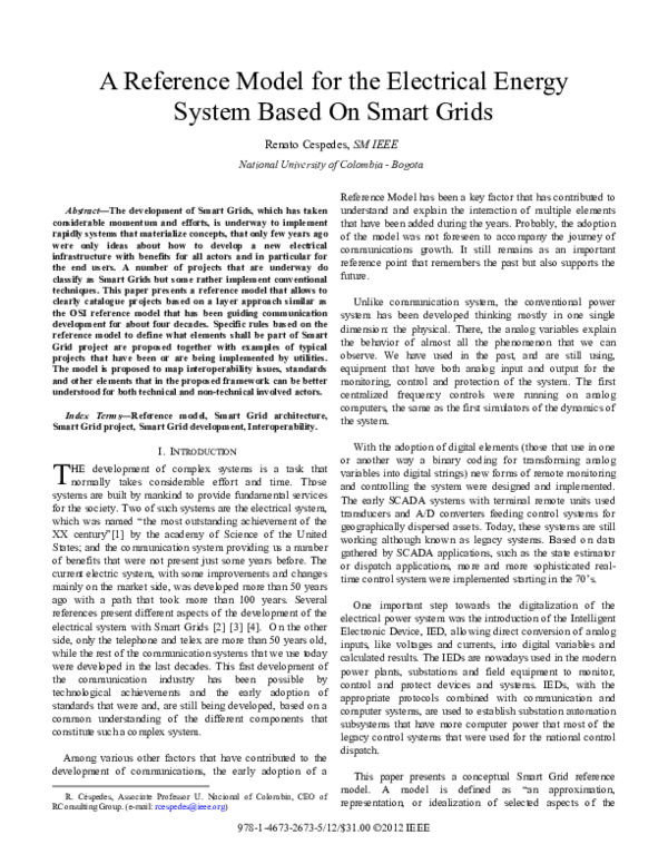 (PDF) A reference model for the electrical energy system based on Smart Grids