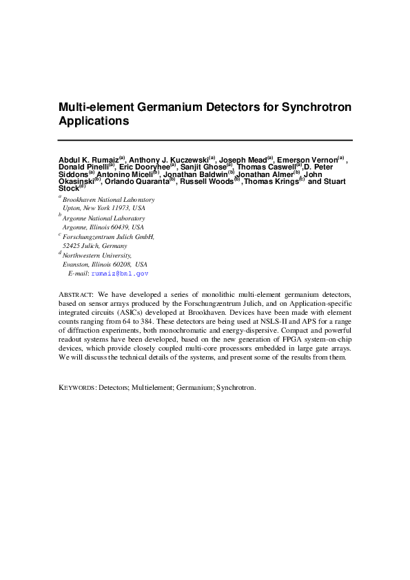 (PDF) Multi-element germanium detectors for synchrotron applications