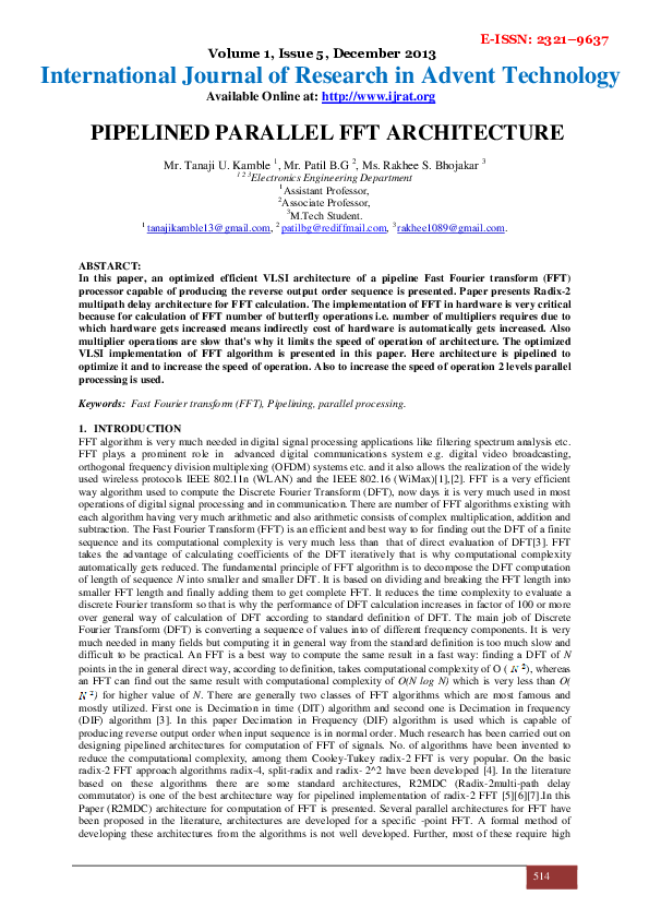 (PDF) Pipelined Parallel FFT Architecture (PDF) Pipelined Parallel FFT Architecture