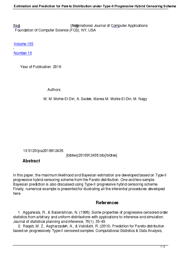 (PDF) Estimation and Prediction for Pareto Distribution under Type-II ...