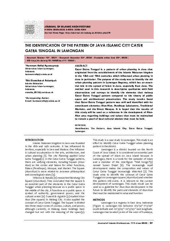 (PDF) The Identification of the Pattern of Java Islamic City Catur ...