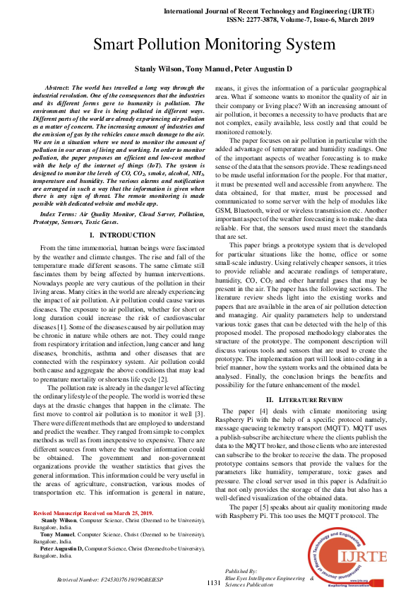 (PDF) Smart Pollution Monitoring System