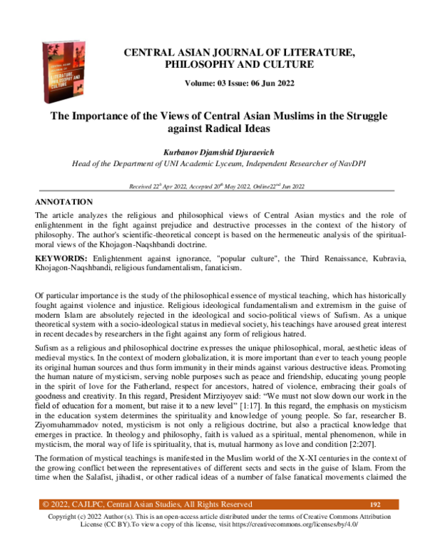 (PDF) The Importance of the Views of Central Asian Muslims in the ...