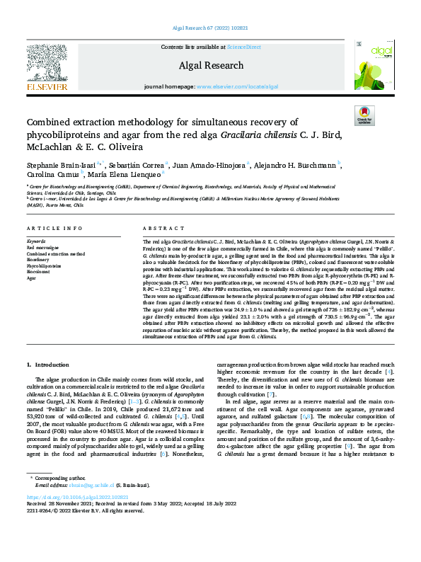 (PDF) Brain Isasi etal 2022 Algal Research Gracilaria biofactory