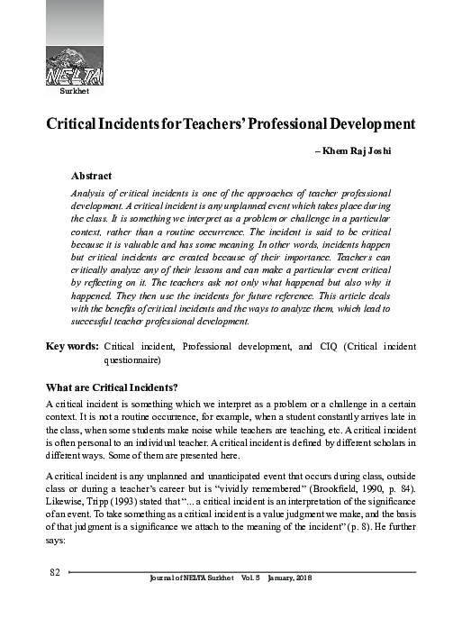 (PDF) Critical Incidents for Teachers’ Professional Development