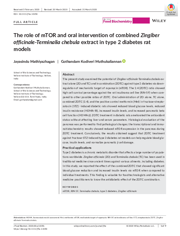 (PDF) The role of mTOR and oral intervention of combined Zingiber ...