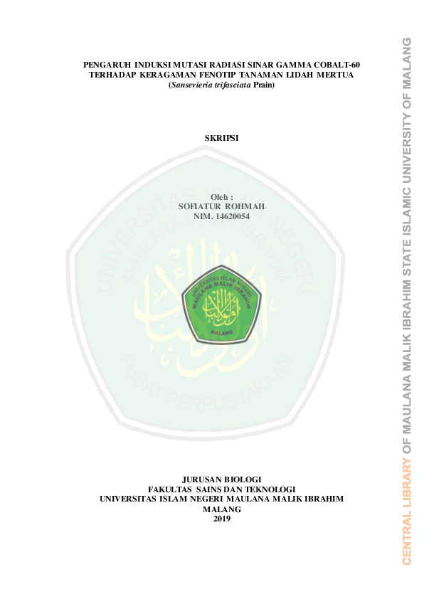 (PDF) Pengaruh induksi mutasi radiasi sinar gamma cobalt-60 terhadap ...