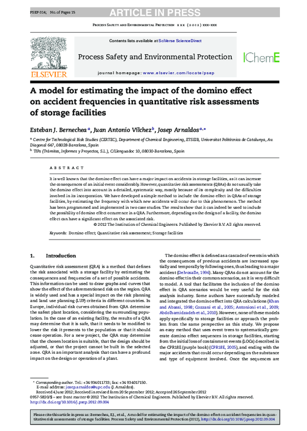 (PDF) A model for estimating the impact of the domino effect on ...