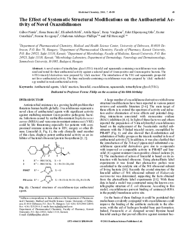 (PDF) The Effect of Systematic Structural Modifications on the Antibacterial Activity of Novel ...