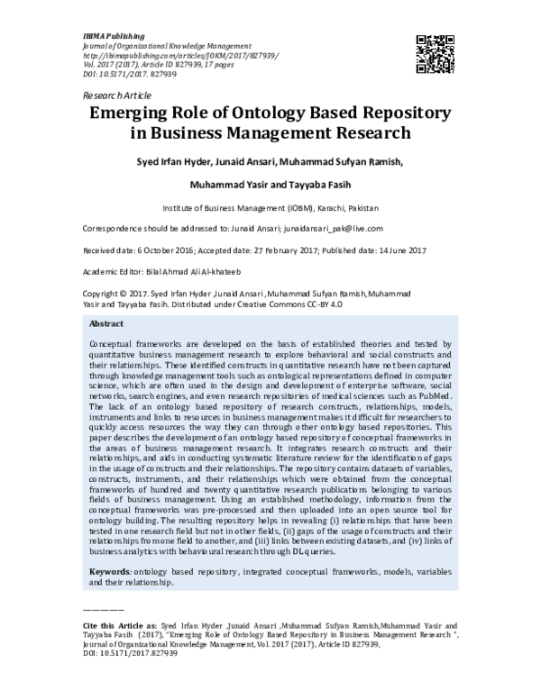 (PDF) Emerging Role of Ontology Based Repository in Business Management ...