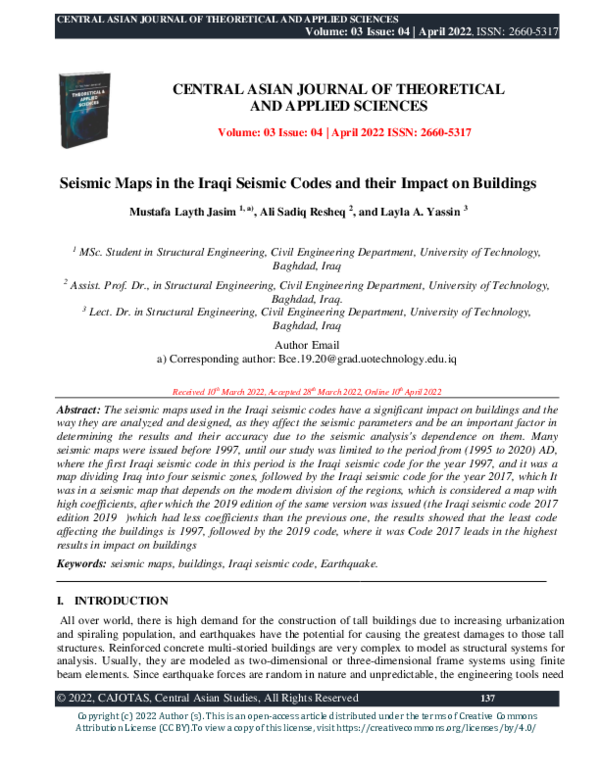 (PDF) Seismic Maps in the Iraqi Seismic Codes and their Impact on Buildings