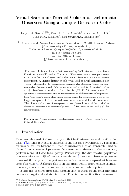(PDF) Visual Search for Normal Color and Dichromatic Observers Using a ...