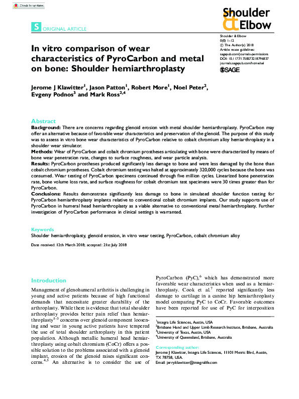 (PDF) In vitro comparison of wear characteristics of PyroCarbon and ...