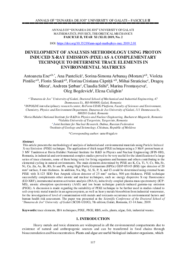 (PDF) PIXE Methodology for Trace Element Analysis