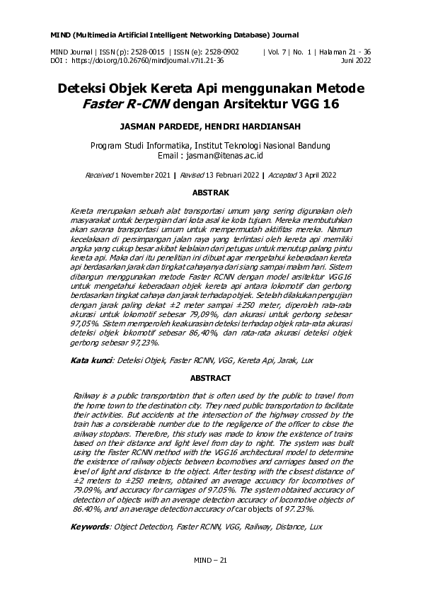 (PDF) Deteksi Objek Kereta Api menggunakan Metode Faster R-CNN dengan ...