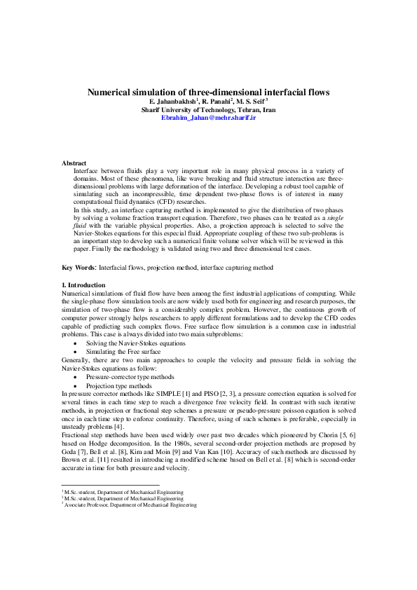 (PDF) Numerical simulation of three‐dimensional interfacial flows