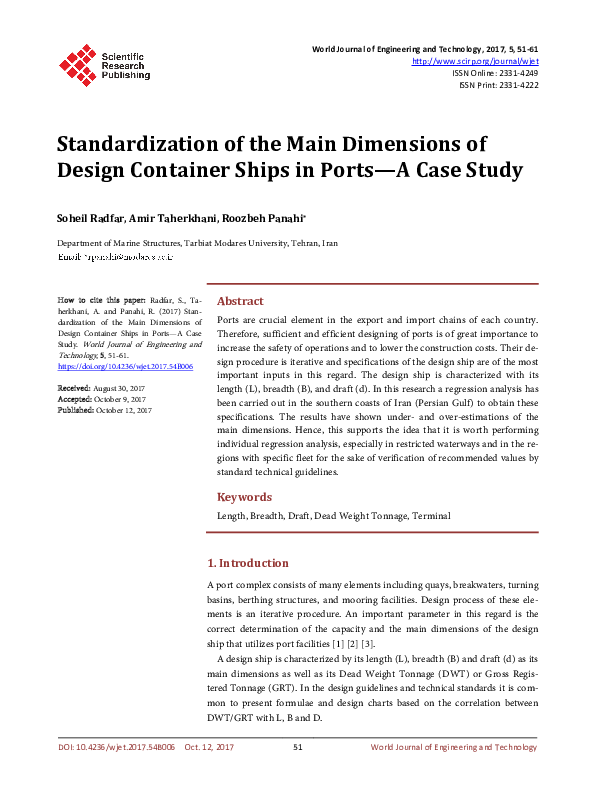 (PDF) Standardization of the Main Dimensions of Design Container Ships ...