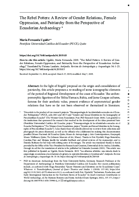 (PDF) The Rebel Potters: A Review of Gender Relations, Female ...