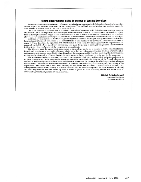 (PDF) Honing observational skills by the use of writing exercises