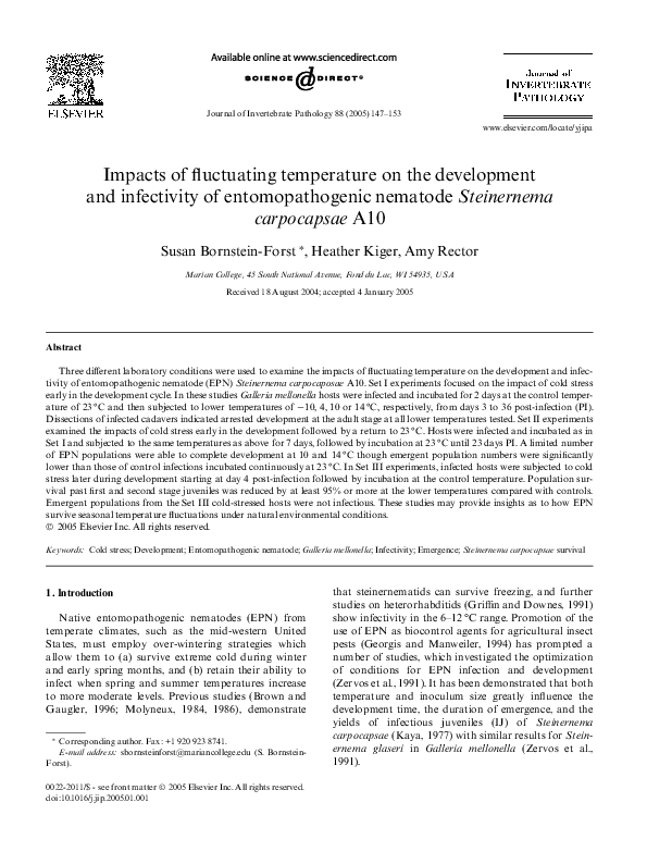 (PDF) Impacts of fluctuating temperature on the development and infectivity of entomopathogenic ...