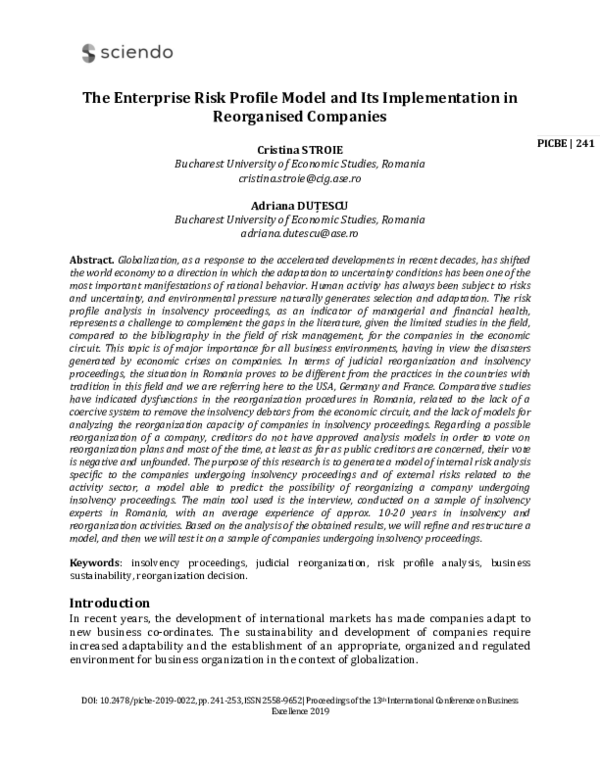 (PDF) The Enterprise Risk Profile Model and Its Implementation in ...