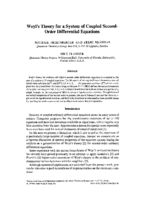 (PDF) Weyl's theory for a system of coupled second-order differential ...