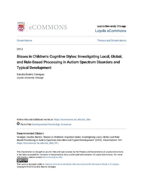 (PDF) Biases in children's cognitive styles: Investigating local ...
