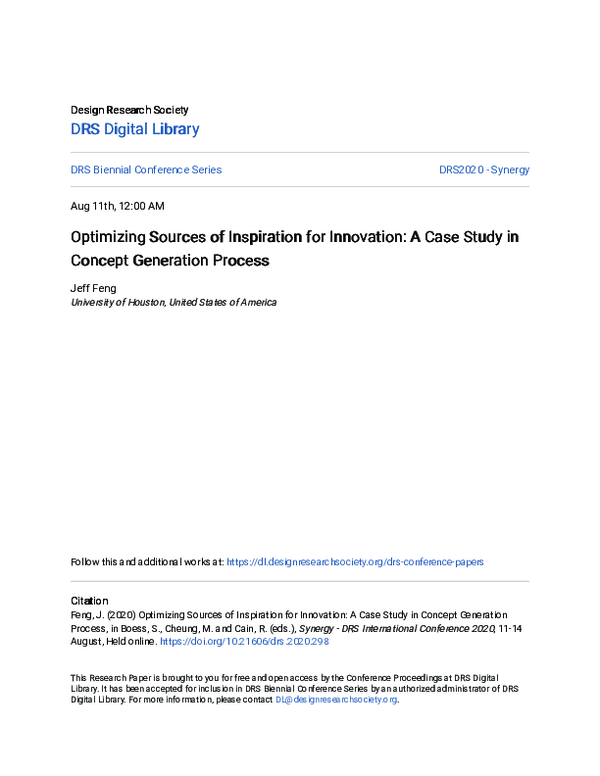 (PDF) Optimizing Sources of Inspiration for Innovation: A Case Study in ...