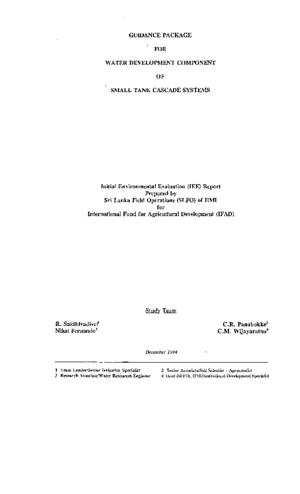 (PDF) Guidance package for water development component of small tank ...